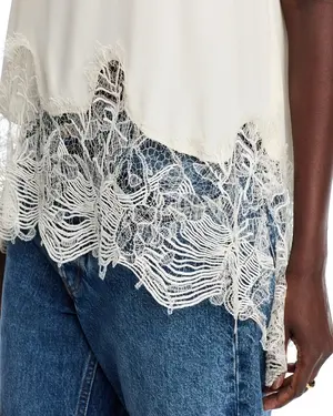 Fabiana Filippi Crepe Lace Trim Top
