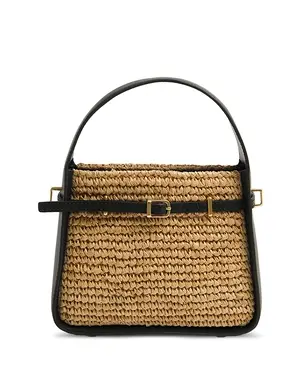Simkhai Cleo Raffia Shoulder Bag - Black/natural