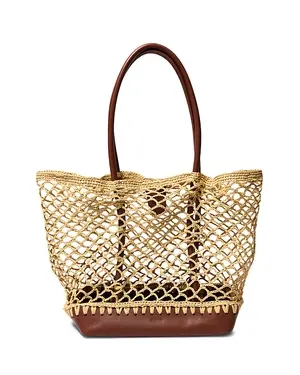 Simkhai Caspian Raffia Tote Bag - Cognac/natural