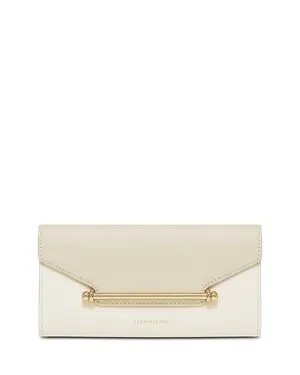 Strathberry Multrees Small Leather Wallet On A Chain - Vanilla