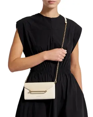 Strathberry Multrees Small Leather Wallet On A Chain - Vanilla