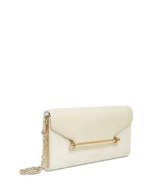 Strathberry Multrees Small Leather Wallet On A Chain - Vanilla