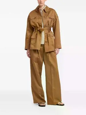 YVES SALOMON Linen Shirt Jacket - Brown
