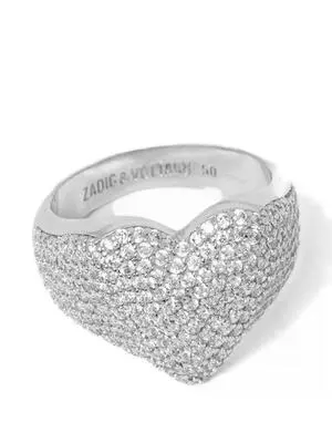 Zadig&Voltaire Heart Shaped Pave Ring - Silver