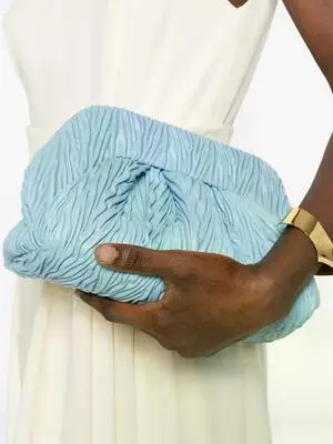 THEMOIRE Medium Bios Pleated Clutch - Blue