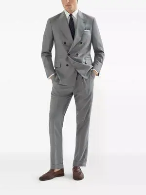 Brunello Cucinelli Virgin-wool And Silk Lightweight Hopsack One-and-a-half Breasted Blazer - Grey