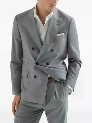 Brunello Cucinelli Virgin-wool And Silk Lightweight Hopsack One-and-a-half Breasted Blazer - Grey