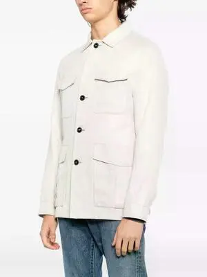 N.peal Herringbone Jacket With Classic Collar And Button Fastening