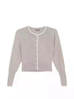N.peal Lace Trim Crew Neck Cardigan