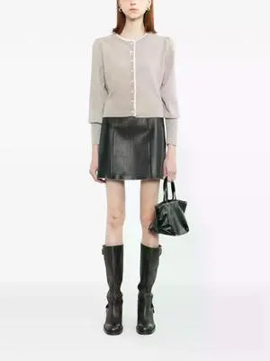 N.peal Lace Trim Crew Neck Cardigan