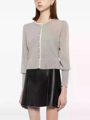 N.peal Lace Trim Crew Neck Cardigan