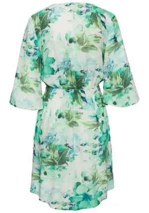 LASCANA Floral Print V-neck Fit & Flare Midi Dress