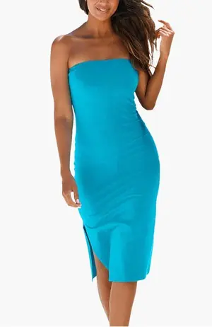 LASCANA Strapless Back Cutout Dress - Turquoise