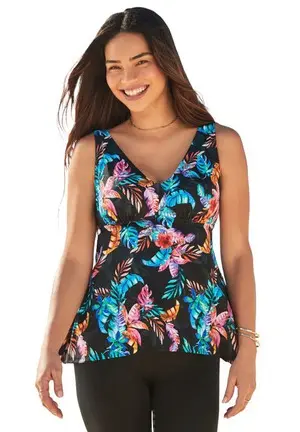 SWIM 365 Flowy Tankini Top - Cabana Glow Tropical