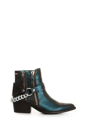 VELEZ Crackled Leather Ankle Boots Brown