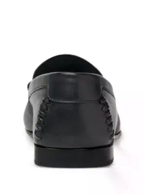 Fendi Logo Stitching Loafers - Black