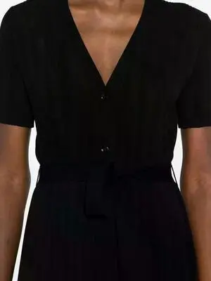 Eric Bompard V-neck Ribbed Midi Dress - Black