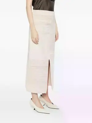 Eric Bompard Ribbed Front-slit Midi Skirt