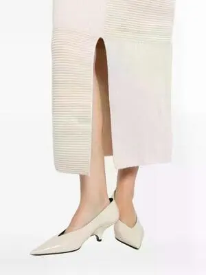 Eric Bompard Ribbed Front-slit Midi Skirt