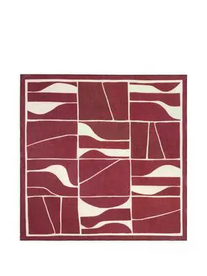 Eric Bompard Geometric-print Mini Square Scarf - Red