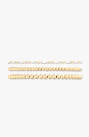 CUFFED BY NANO Beaded Enamel Chain 14k Filled Bracelet Stack - Gold