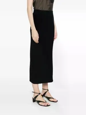 Eric Bompard Ribbed Elasticated Midi Skirt - Black