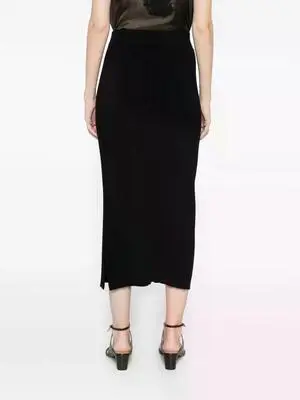 Eric Bompard Ribbed Elasticated Midi Skirt - Black