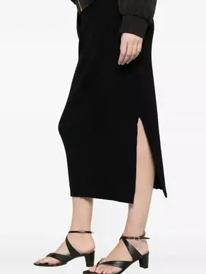 Eric Bompard Ribbed Elasticated Midi Skirt - Black