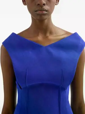 JIL SANDER Technical V-neck Off-the-shoulder Dress - Blue