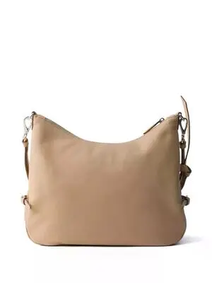 Prada Fold Large Leather Shoulder Bag - Neutrals