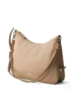 Prada Fold Large Leather Shoulder Bag - Neutrals