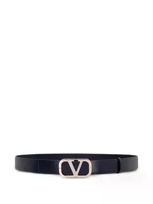 Valentino Garavani Logo-plaque Leather Belt - Black