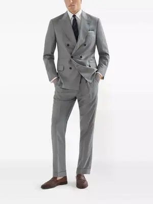 Brunello Cucinelli Virgin-wool And Silk Hopsack Trousers With Pleat
