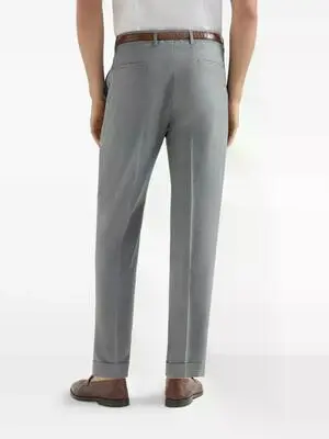 Brunello Cucinelli Virgin-wool And Silk Hopsack Trousers With Pleat