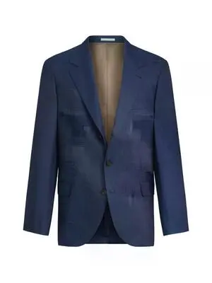 Brunello Cucinelli Super 150s Virgin-wool Prince Of Wales Blazer - Blue