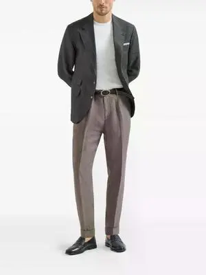 Brunello Cucinelli Garment-dyed Linen Gabardine Pleated Trousers - Brown