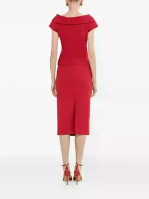 NISSA Off-shoulder Fitted Blazer - Red