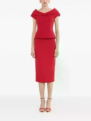 NISSA Off-shoulder Fitted Blazer - Red