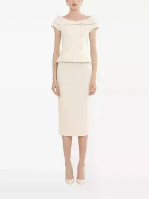 NISSA Fitted Off-shoulder Blazer - Neutrals