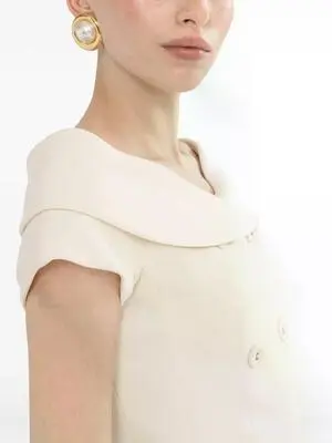 NISSA Fitted Off-shoulder Blazer - Neutrals