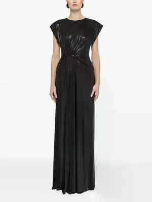 NISSA Ruched Metallic Stretch-jersey Maxi Dress - Black