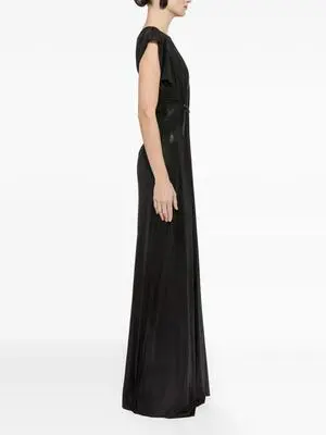 NISSA Ruched Metallic Stretch-jersey Maxi Dress - Black