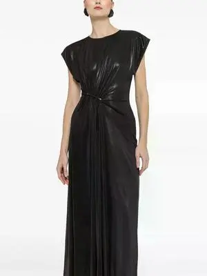 NISSA Ruched Metallic Stretch-jersey Maxi Dress - Black