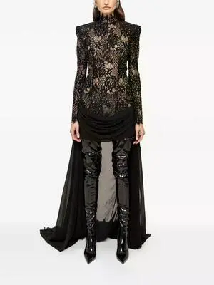 NISSA Crystal-embellished Lace Mini Dress