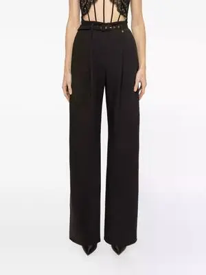 NISSA Belted High-rise Wide Leg Trousers - Black