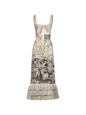 Johanna Ortiz Invictus Graphic-pattern Midi Dress - Neutrals