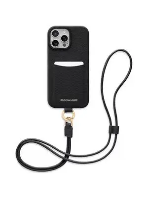 MAISON DE SABRE Sling Leather Iphone 16 Pro Max Phone Case - Black
