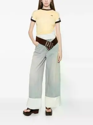 Adidas Cuffed Wide Leg Denim Trousers