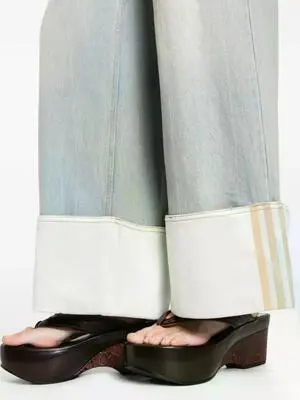 Adidas Cuffed Wide Leg Denim Trousers
