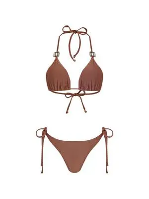 AMIR SLAMA Buckle-detail Two-piece Bikini - Brown